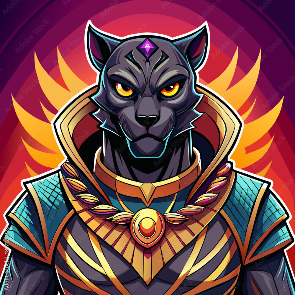 Black panther warrior avatar vector, A digitally illustrated avatar of ...