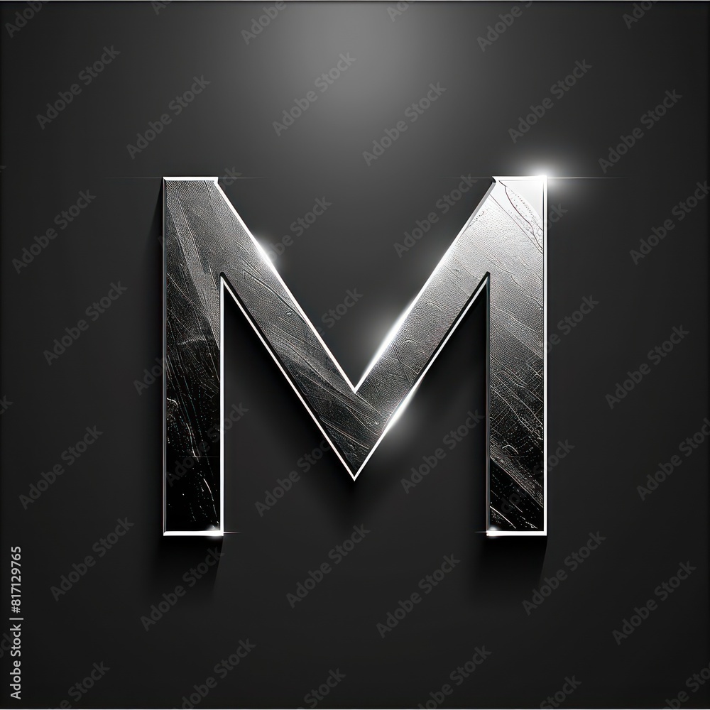 m capital futuristic letter with a realistic metallic finish its ...