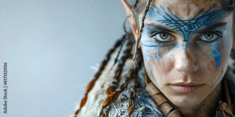 Portrait of an elf shaman woman in Viking-inspired attire. Concept ...