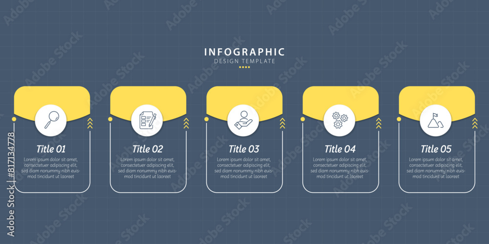 infographic template. 5 Step timeline journey, calendar Flat simple ...