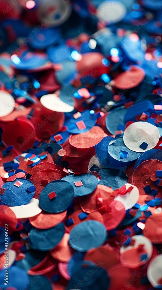 4th of July Confetti Vertical Background - Patriotic Red White and Blue ...