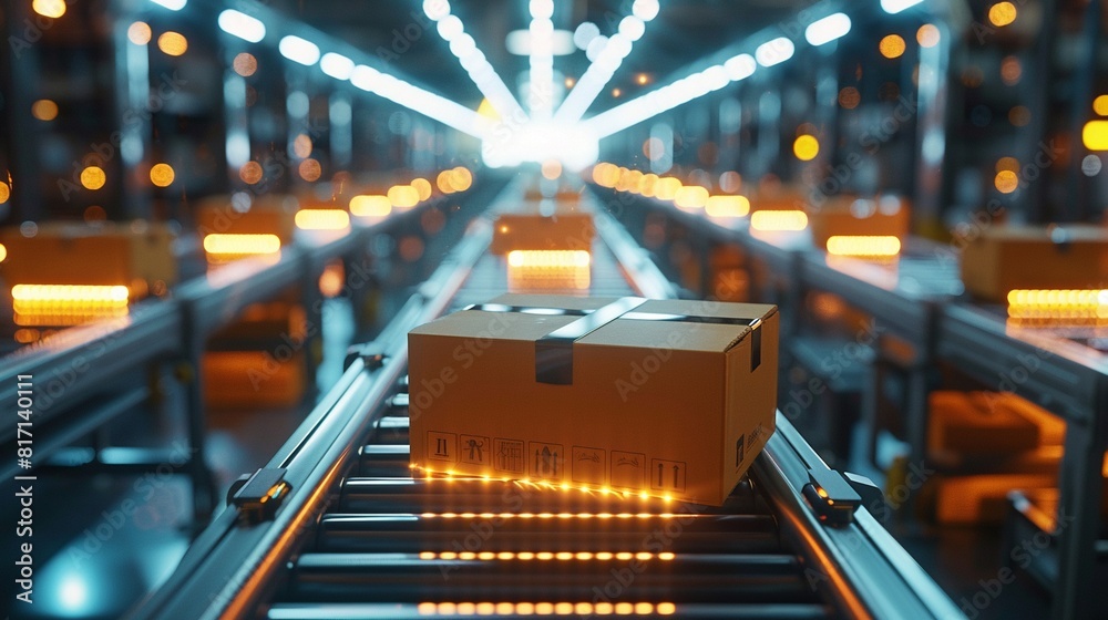 AI Packaging Hub Visualize a futuristic packaging center where AI ...