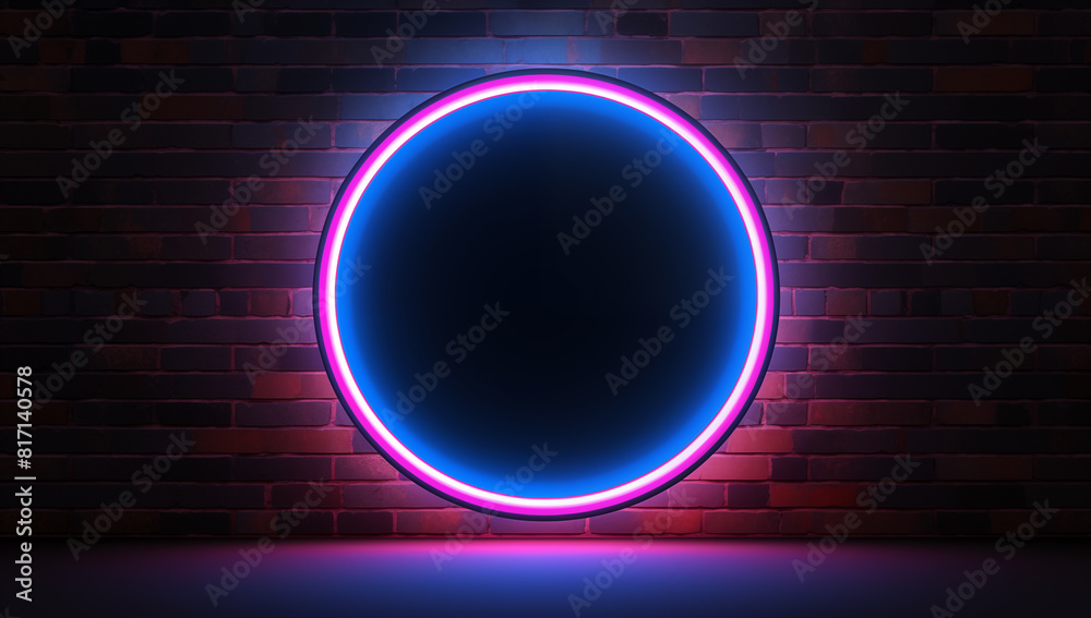 Neon Light purple Circle on a abstract background. Glowing neon light ...