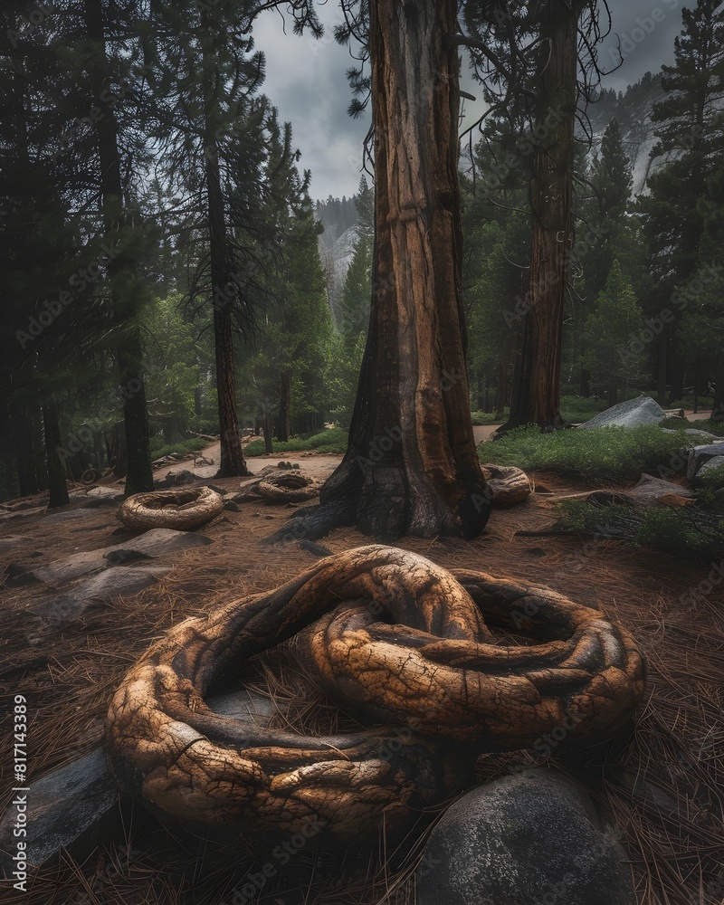 Intertwined Tree Roots Forming Rings in Scenic Yosemite National Park ...