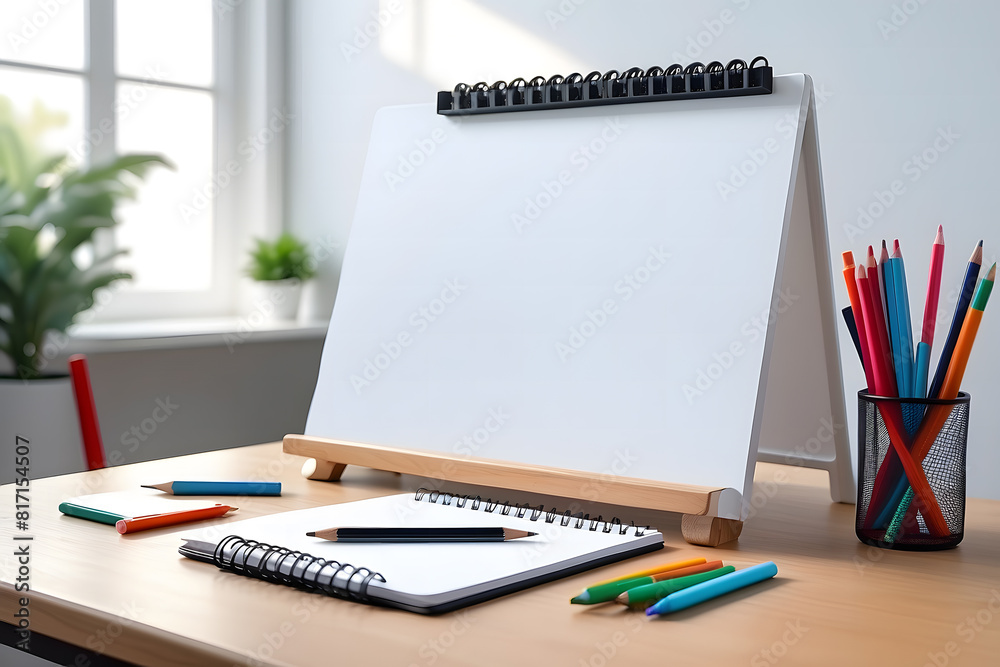 Blank the whiteboard for notes. White school board with copy space on ...