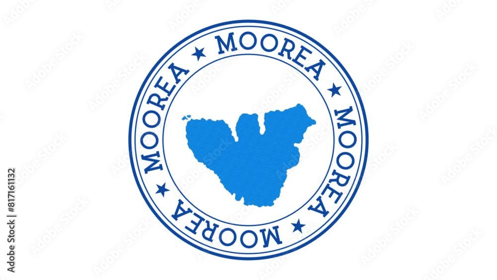 Moorea intro. Badge with the circular name and map of island. Moorea ...