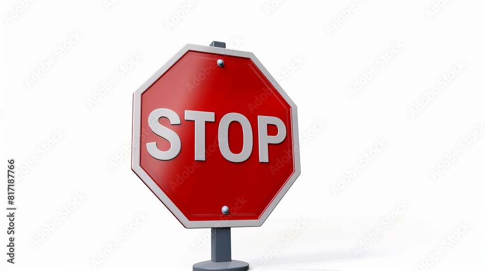 A 3D "STOP" road sign depicted as vector clipart, isolated on a white ...
