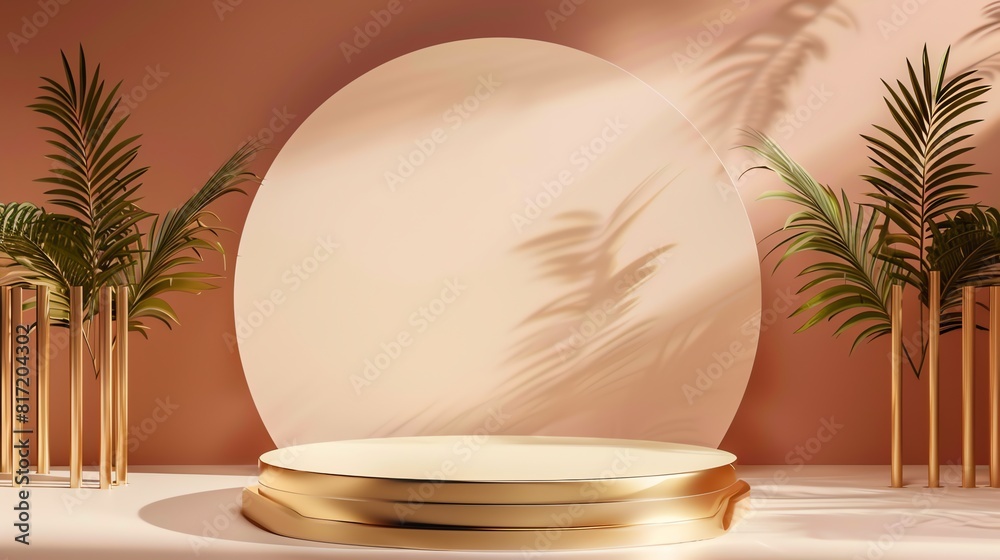 New podium stage design with japanese style gold accents background ...