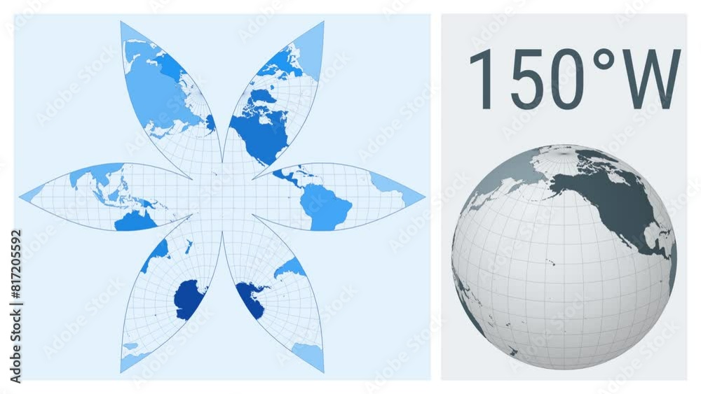 World Map Animation. The U.S.-centric Gingery world projection. Colored ...