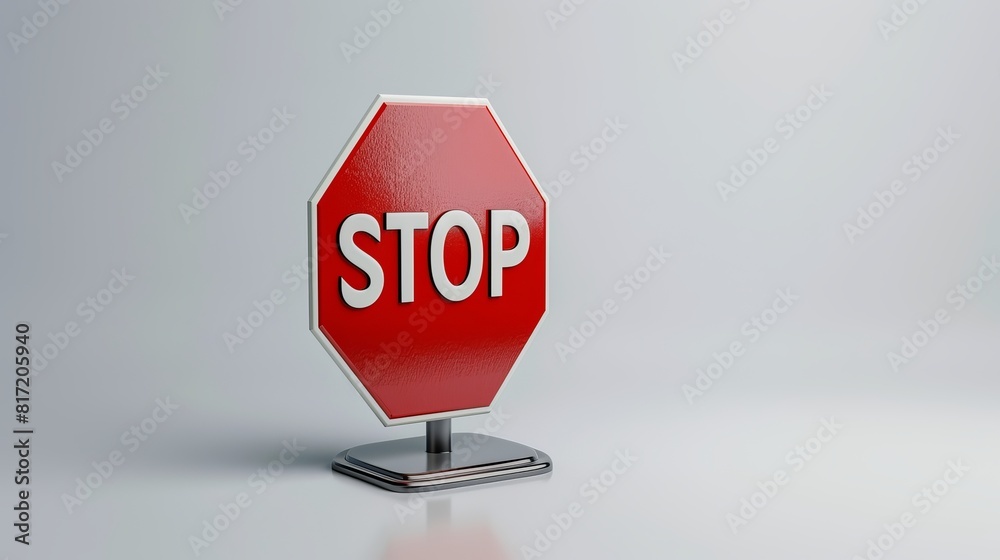 An illustration of a "STOP" sign with a metal rod, featuring a red sign ...