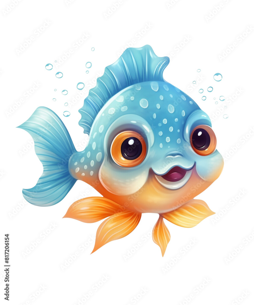 Cute fish on a transparent background. Clipart PNG. Stock Illustration ...