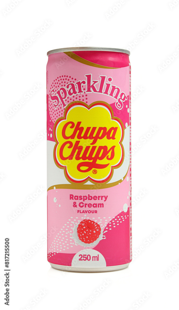 Chupa chups sparkling raspberry and cream flavour soda can drink ...