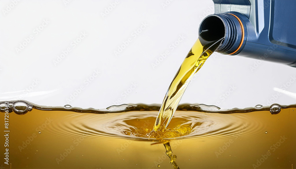Synthetic lubricating oil is poured out into a splash lubrication ...