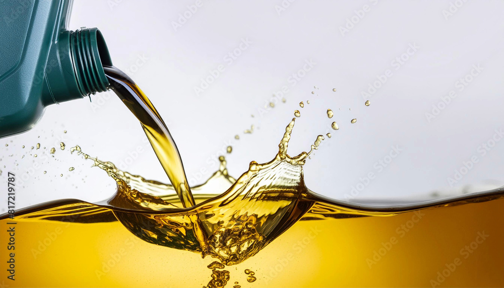 Industrial lubricating oil is poured out into a splash lubrication ...