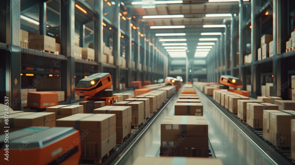 Autonomous robotic system meticulously sorting and stacking packages in ...