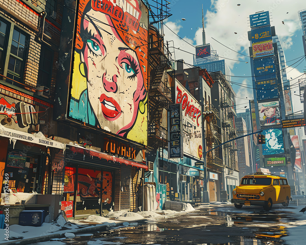 Craft a visually striking scene inspired by the Pop Art movement with ...