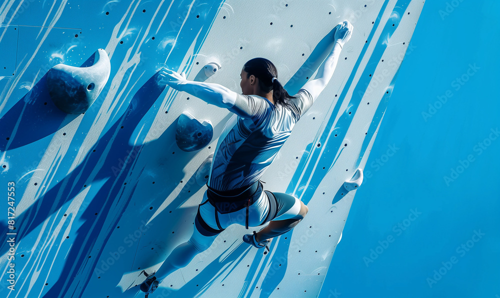 Sport climbing banner. Abstract silhouette of an athlete climbing a ...