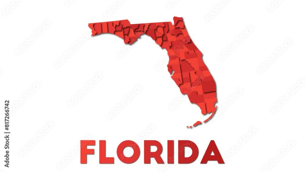Florida map showing regions. Animated us state map with title. 4k ...