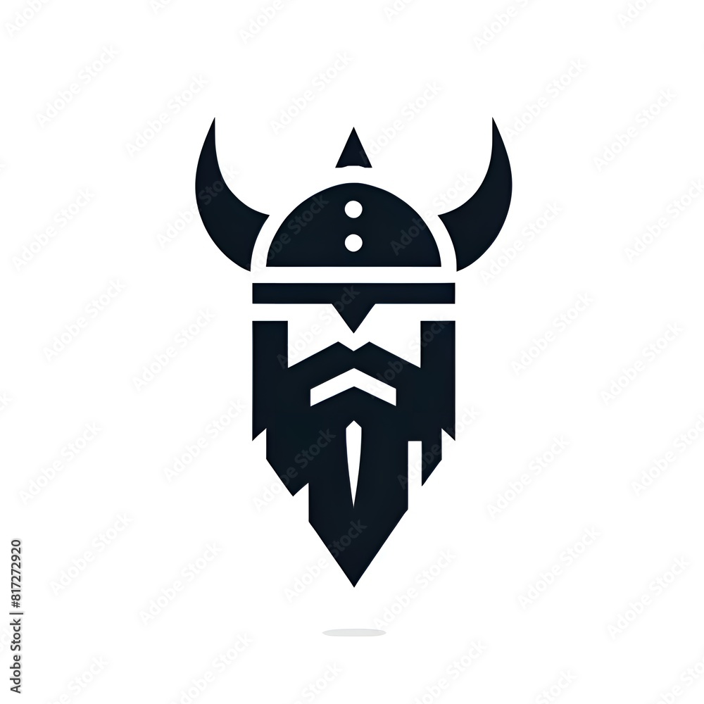 minimalist black and white icon features a stylized Viking warrior with ...