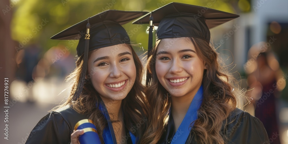 University graduation, education, and photo of friends with degrees for ...