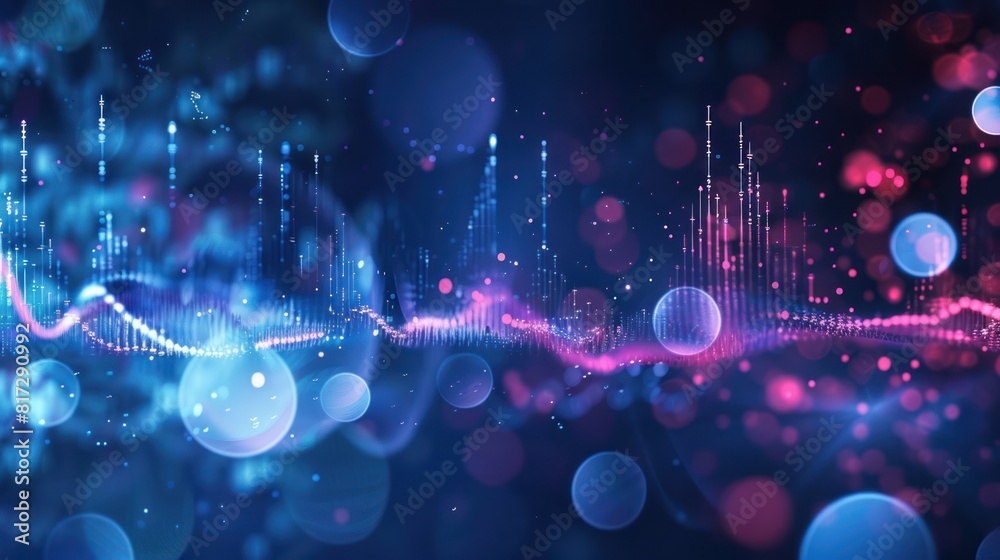 Abstract sound wave vector background with shining blue color, abstract ...