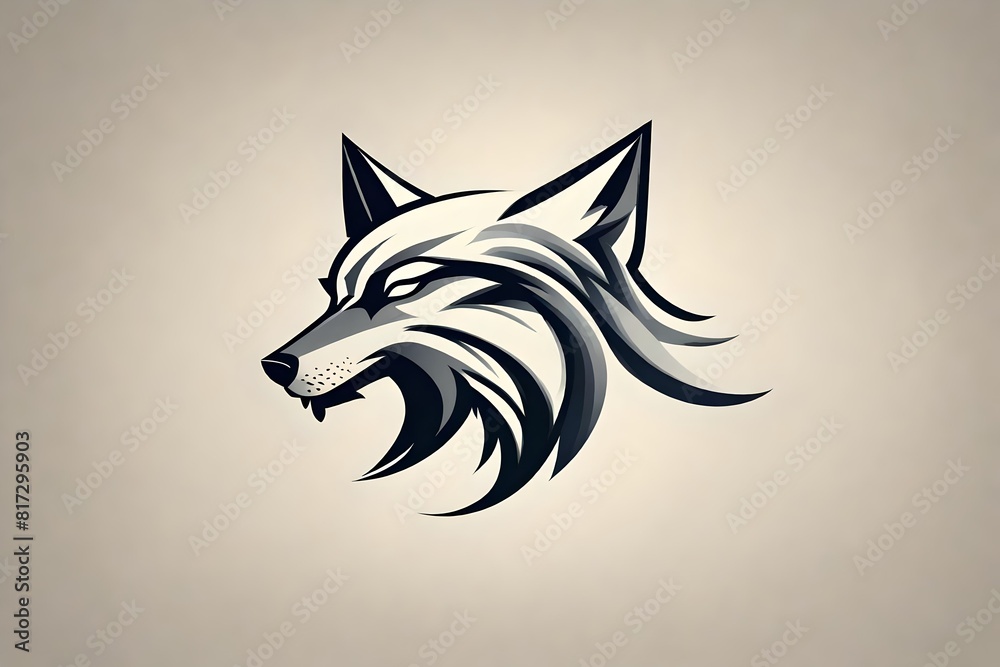 A high-resolution image featuring a clean and minimalistic wolf logo ...