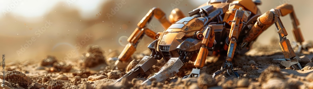Close up of an antlioninspired robot digging in Martian soil, its ...