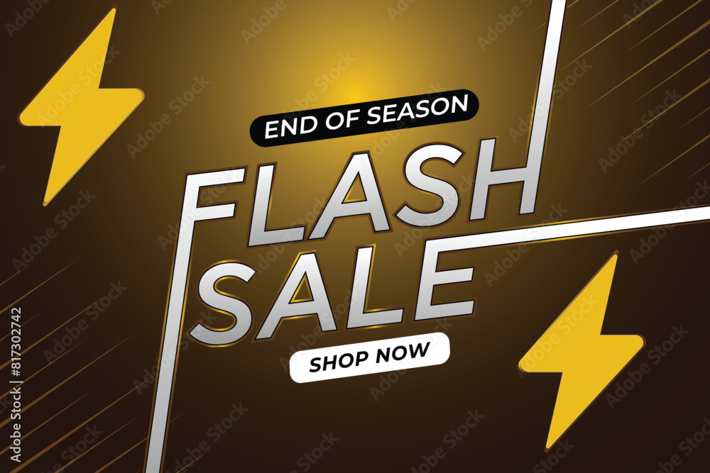 Flash Sale Shopping Poster or banner with Flash icon and 3D text on ...