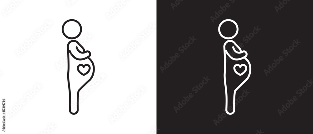 Pregnant line icon, Priority symbols for disabled passenger Simple set ...