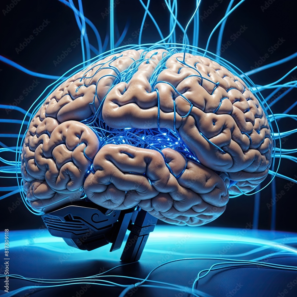 Cyber brain of Artificial Intelligence. Digital brain with neural ...
