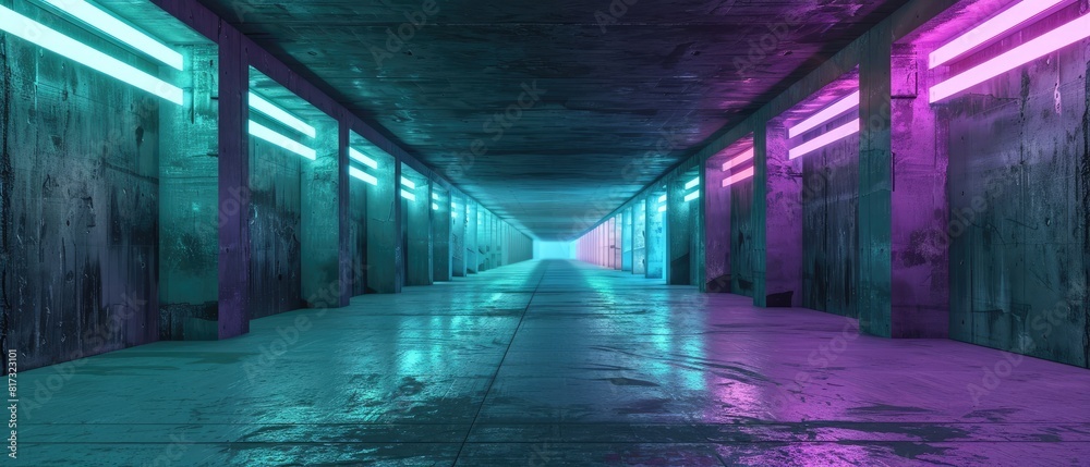 virtual reality 3d rendering of concrete alien sci fi futuristic empty ...