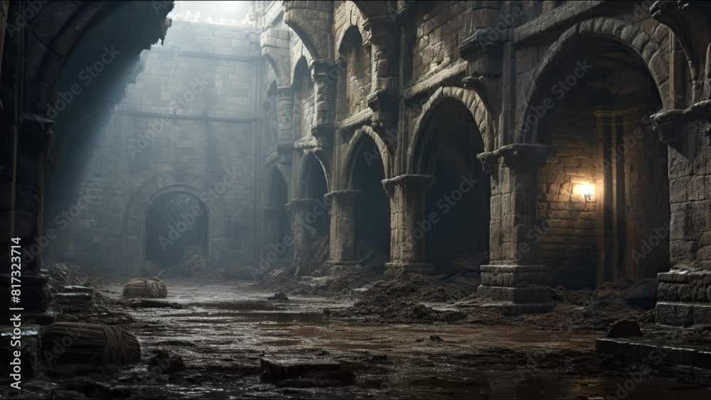 Castle inside raining 3d rendering Background Animation. Castle inside ...
