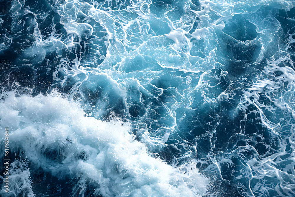Dynamic ocean waves with foam. Aerial photography of sea water. Marine ...