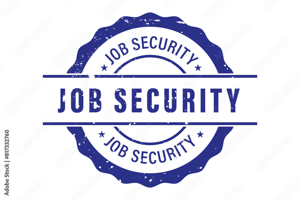 grunge blue job security word round rubber seal stamp on white ...