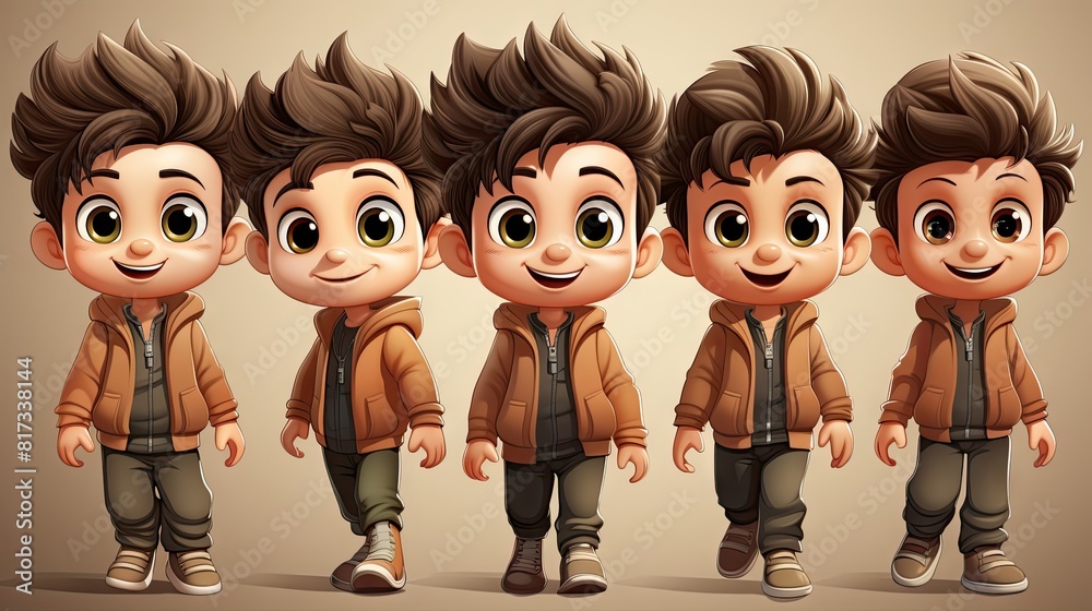 Cartoon Boy Growing Up: Five Stages of Development in Cute Vector ...