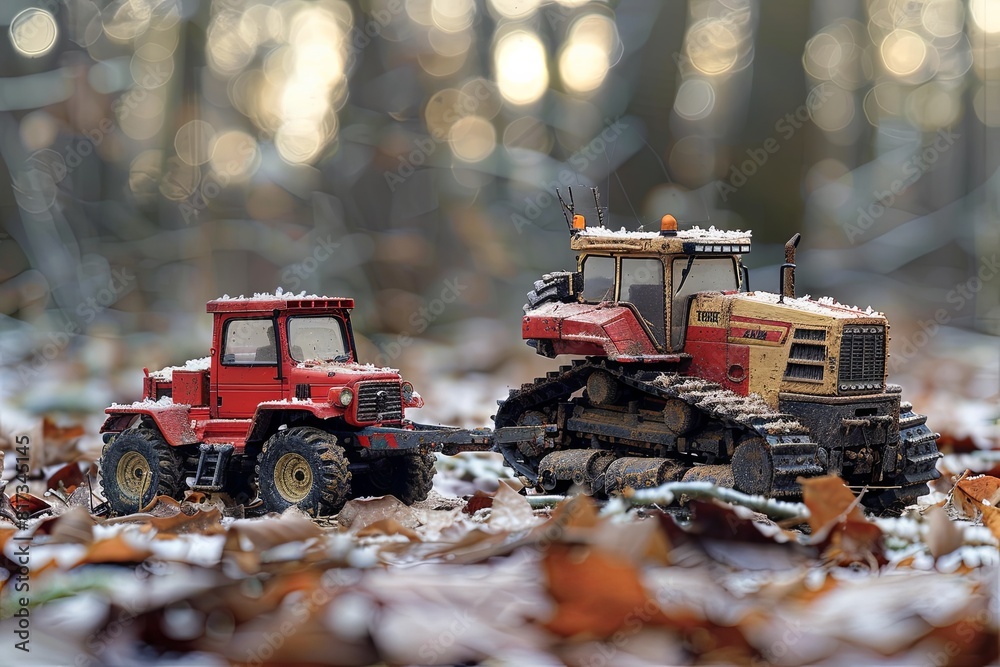 Adorable Tiny Farm Vehicle Pulling Heavy Tracked Vehicle Through Movie ...