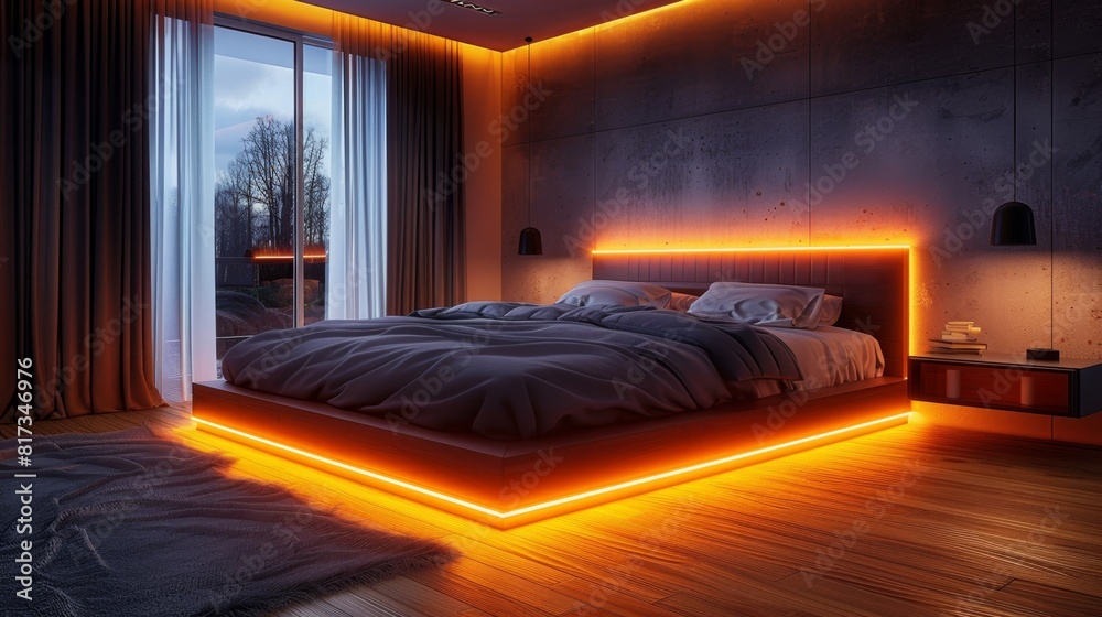 bedroom lighting ideas, installed led strip lights under bed frame for ...