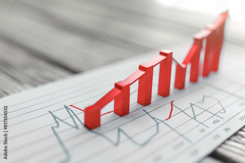 The business graph features a red arrow moving up, indicating improved ...