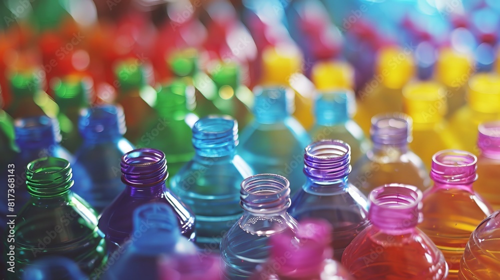 Colorful Plastic Bottles Recycling Collection . Close-up of a colorful ...