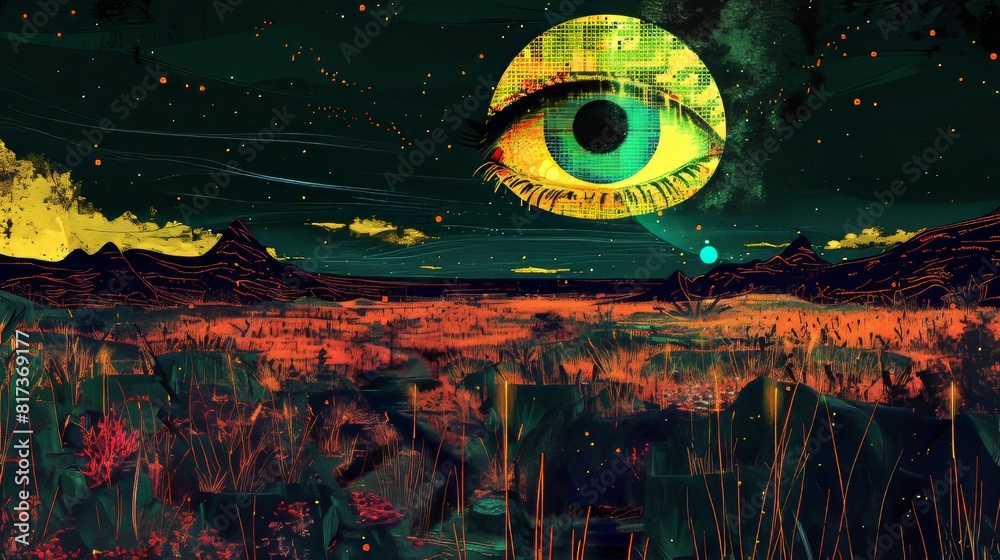 Abstract digital eye landscape for futuristic or sci-fi themed designs ...