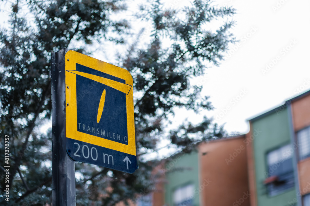 Bogotá, Colombia – April 16, 2024 - Transmilenio service bus stop point ...