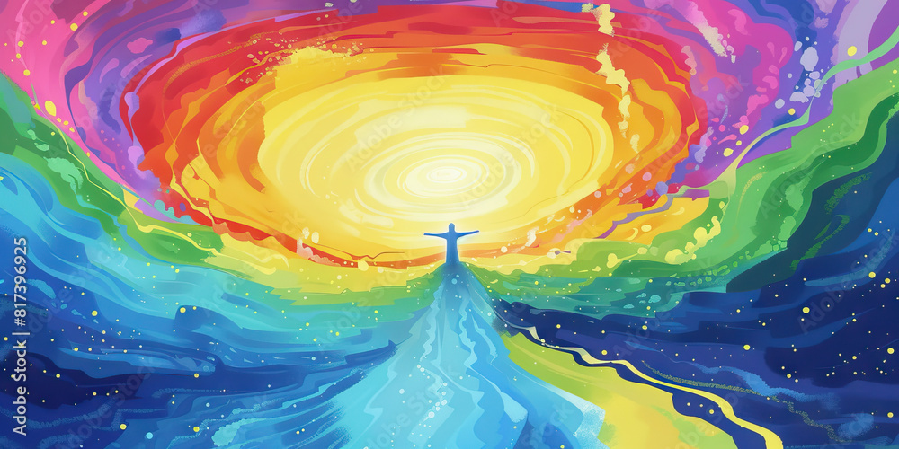 The Blue LSD Trip: A kaleidoscope of colors swirls around a peaceful ...