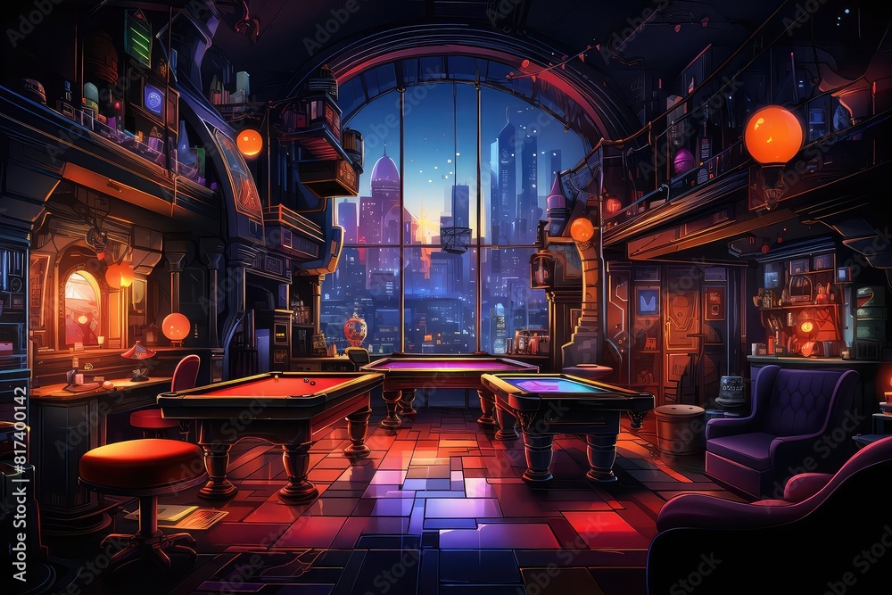 Game Room background flat design front view vibrant party space theme ...