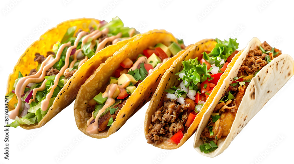 Four delicious taco styles, including hard shell, soft shell, fish, and ...