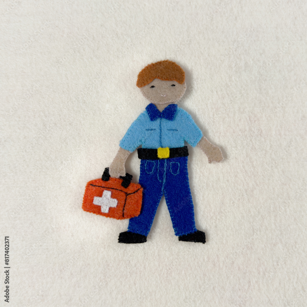 Emergency medicine and help service, flat cartoon paramedic handmade ...