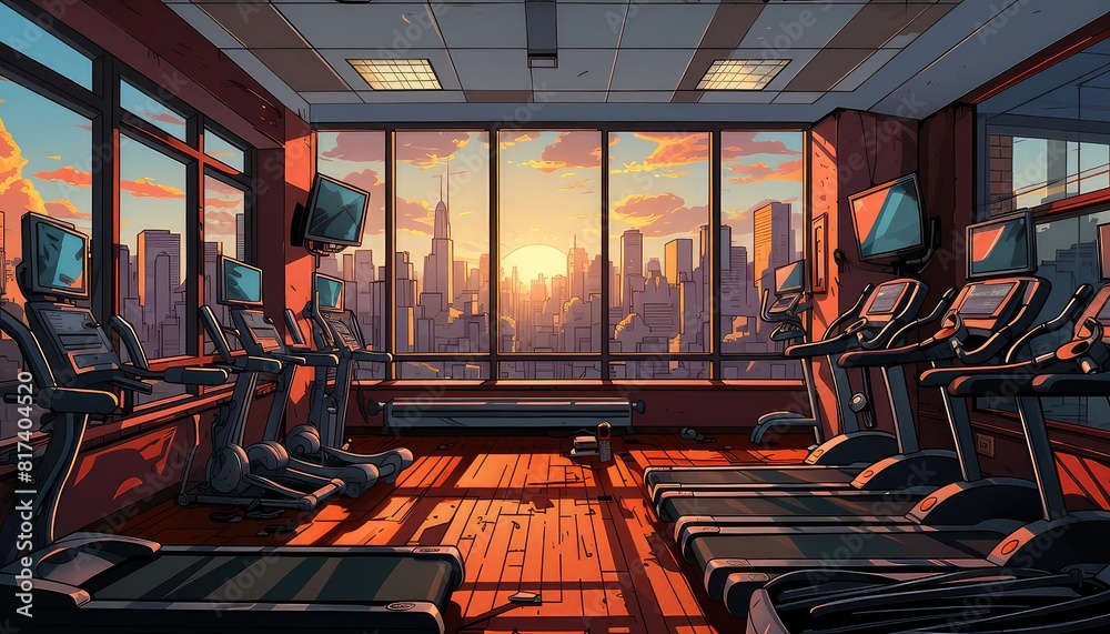 Gym background flat design side view urban highintensity training ...