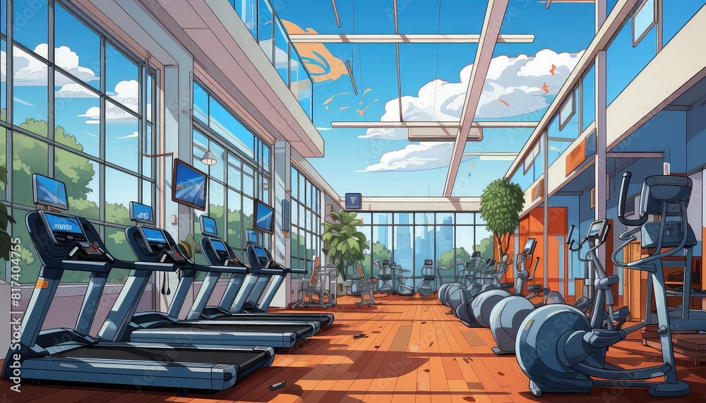 Gym background flat design side view urban highintensity training ...