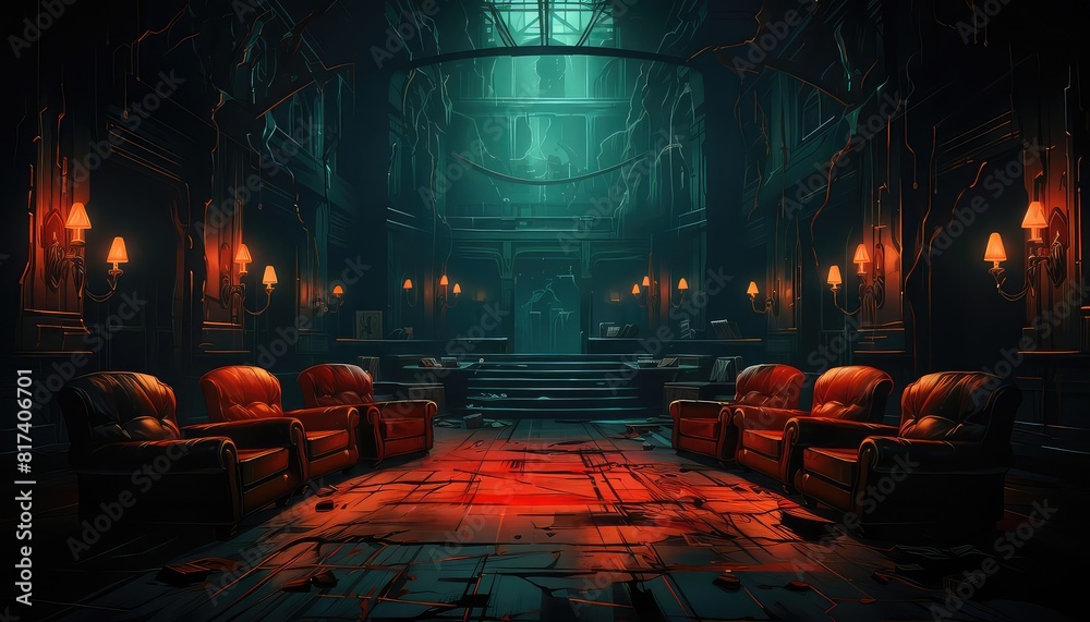 Home Theater background flat design top view classic film noir theme ...