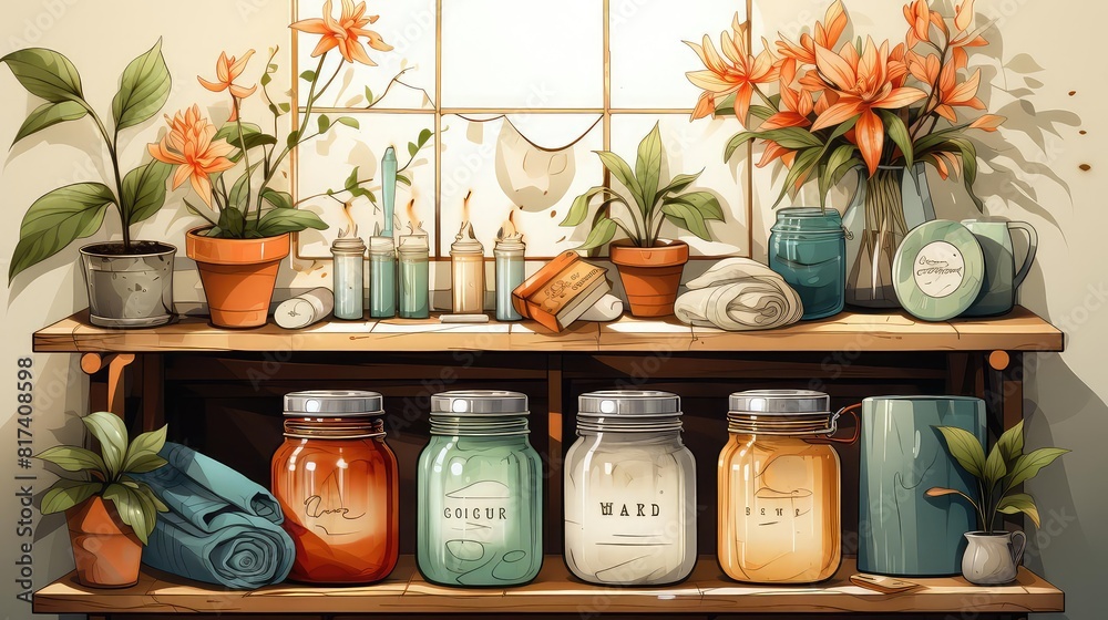 Laundry Room background flat design top view rustic charm theme water ...