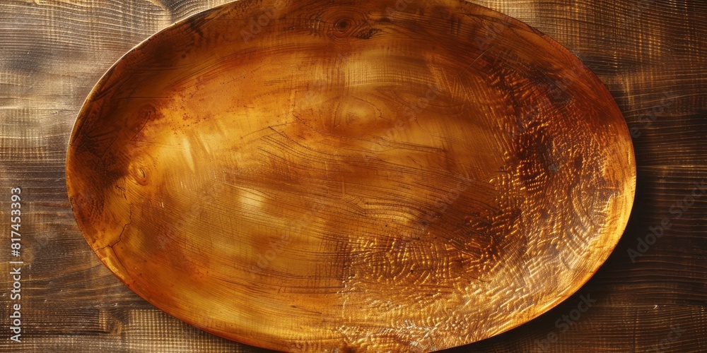 An old wooden plate with smooth, rustic surface textures in a style ...